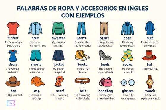 50 Palabras de ropa y accesorios en inglés con ejemplos